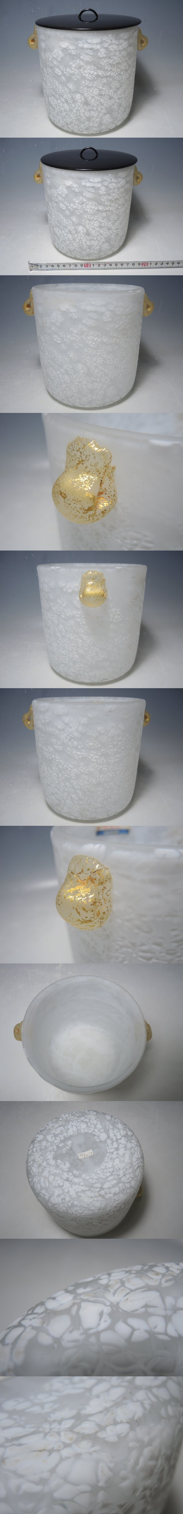 代購代標第一品牌－樂淘letao－506/ 岩田ガラス？ 水指 耳付 白 金彩 硝子 水屋道具 工芸ガラス