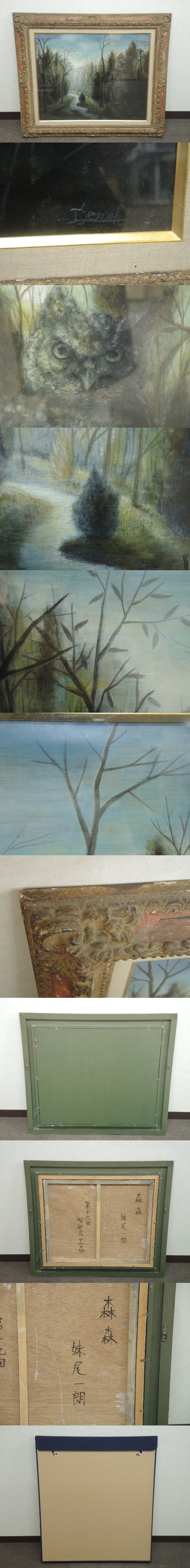 代購代標第一品牌－樂淘letao－800/ 妹尾一朗 油彩画 『森 森』 自然画 肉筆 絵画 額装 たとう箱