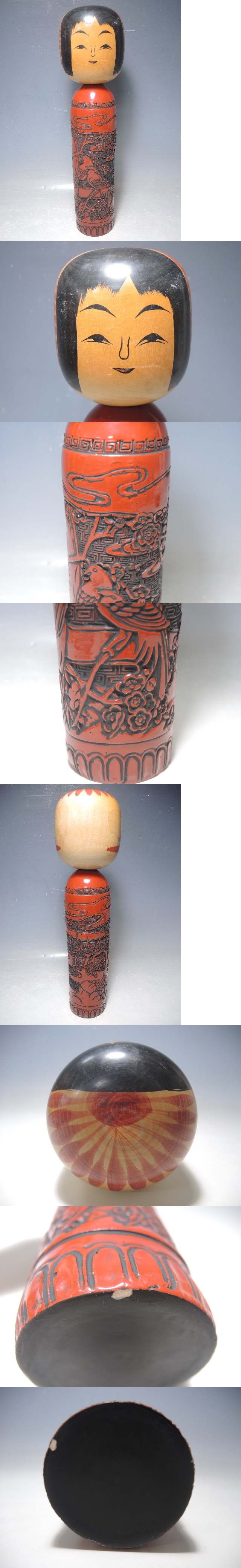 代購代標第一品牌－樂淘letao－E56/ こけし 作者不明 高さ36cm 花鳥彫 郷土玩具 日本人形 伝統工芸