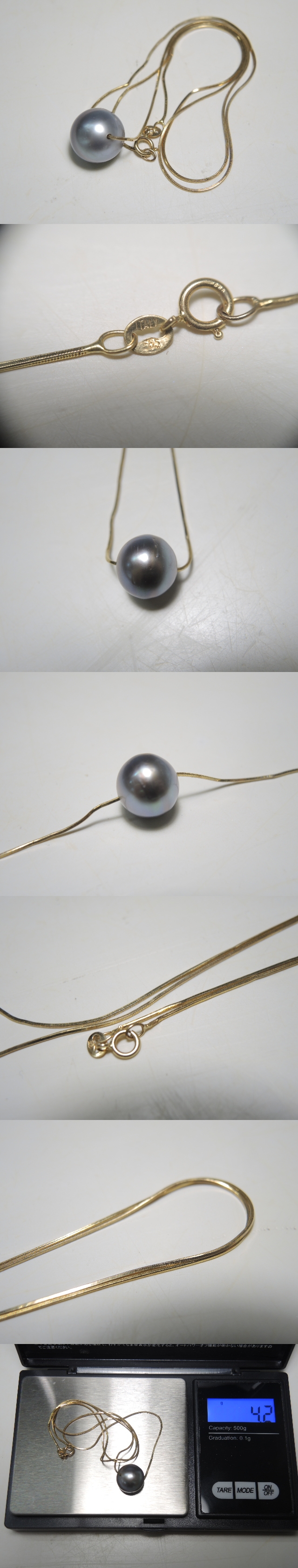 代購代標第一品牌－樂淘letao－940/ 黒真珠 ネックレス パール ITALY 585 刻印 重さ4.2g程 アクセサリー レディース 服飾小物